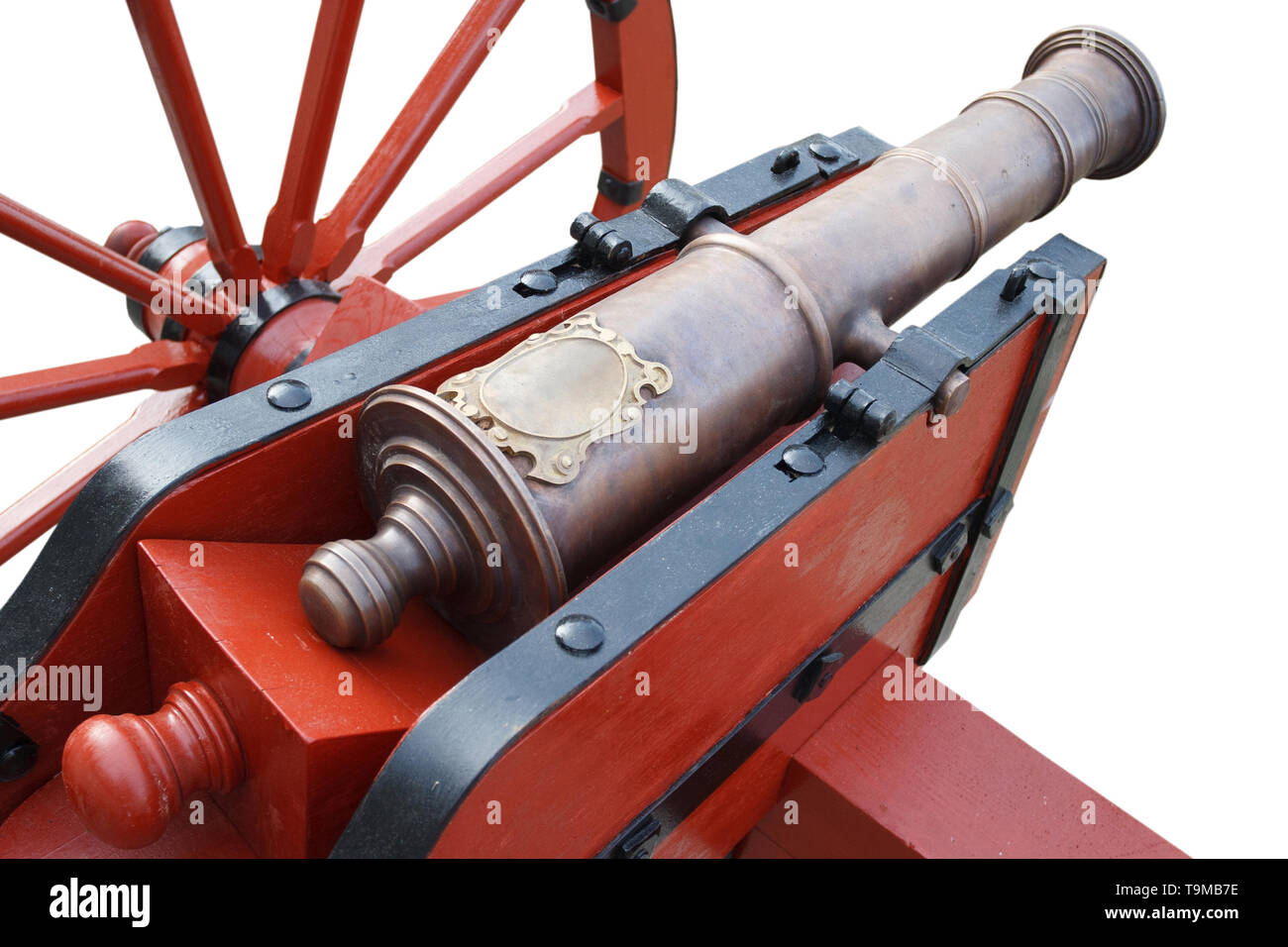 old vintage red gunpowder post-medieval artillery cannon isolated on ...