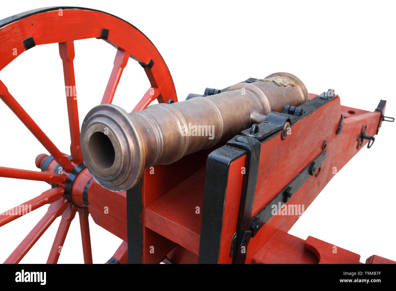 old vintage red gunpowder post-medieval artillery cannon isolated on ...
