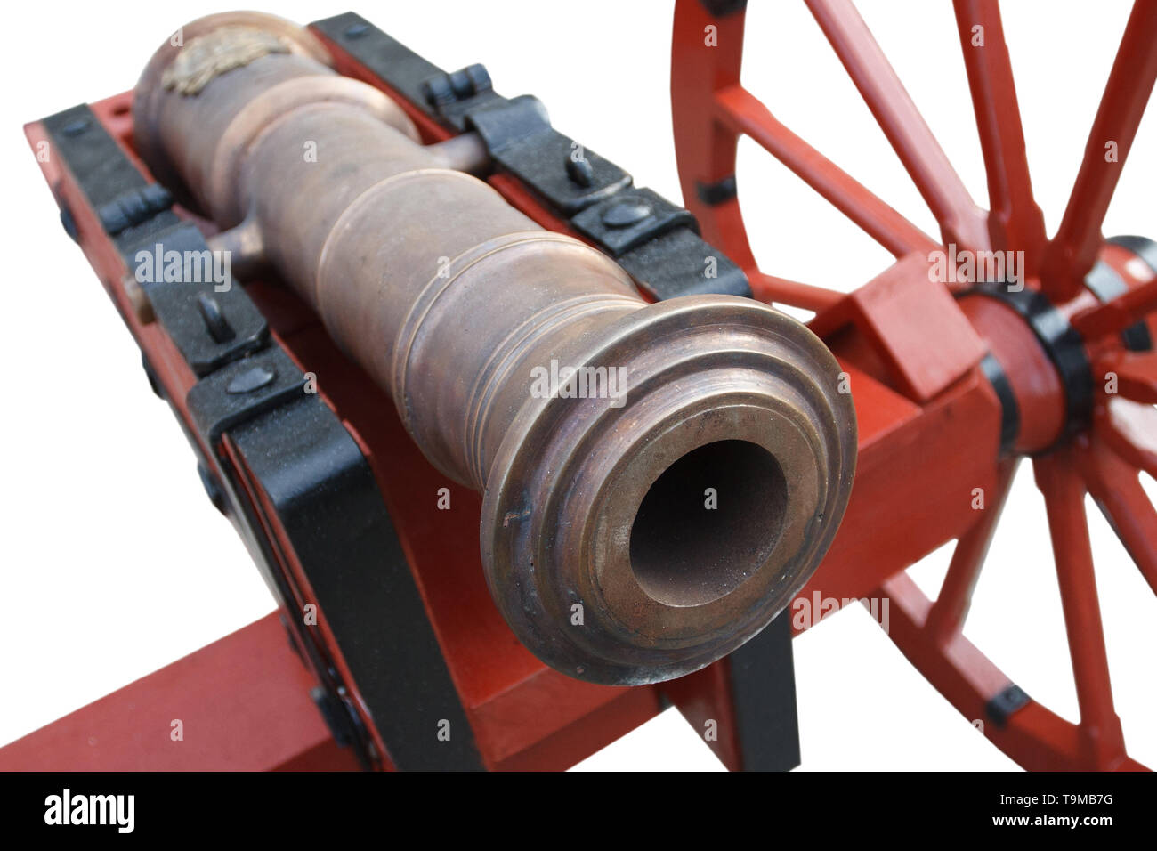 old vintage red gunpowder post-medieval artillery cannon isolated on ...