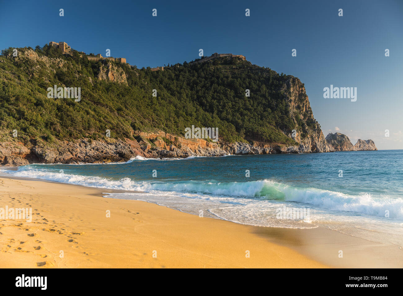 Alanya Castle in Turkey and Cleopatra Beach Stock Photo - Alamy