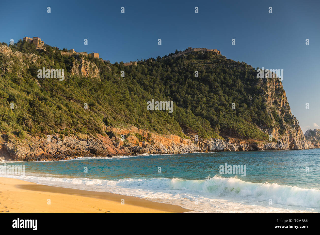 Alanya Castle in Turkey, Cleopatra Beach Stock Photo - Alamy