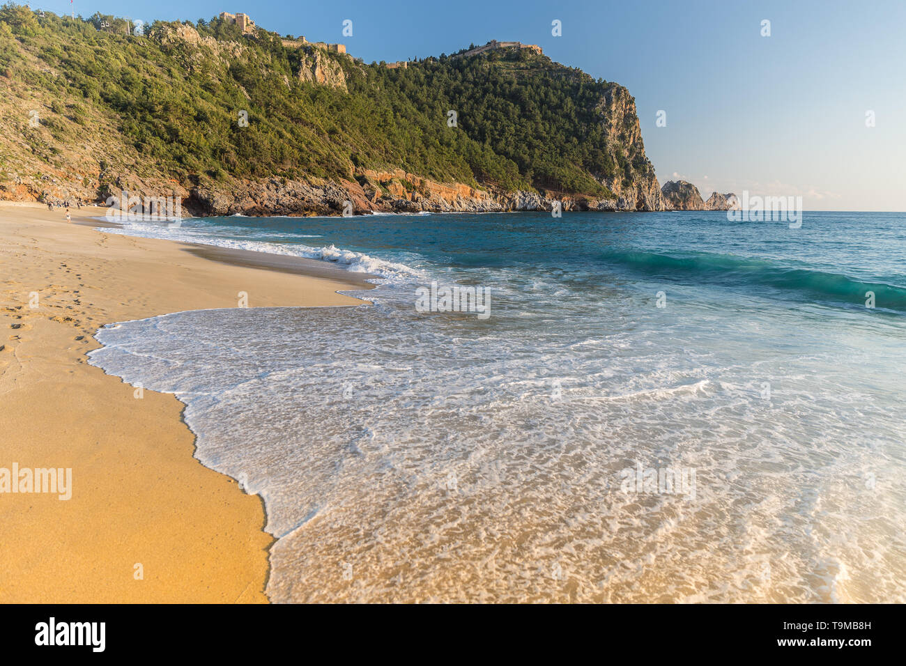Alanya Castle in Turkey, Cleopatra Beach Stock Photo - Alamy