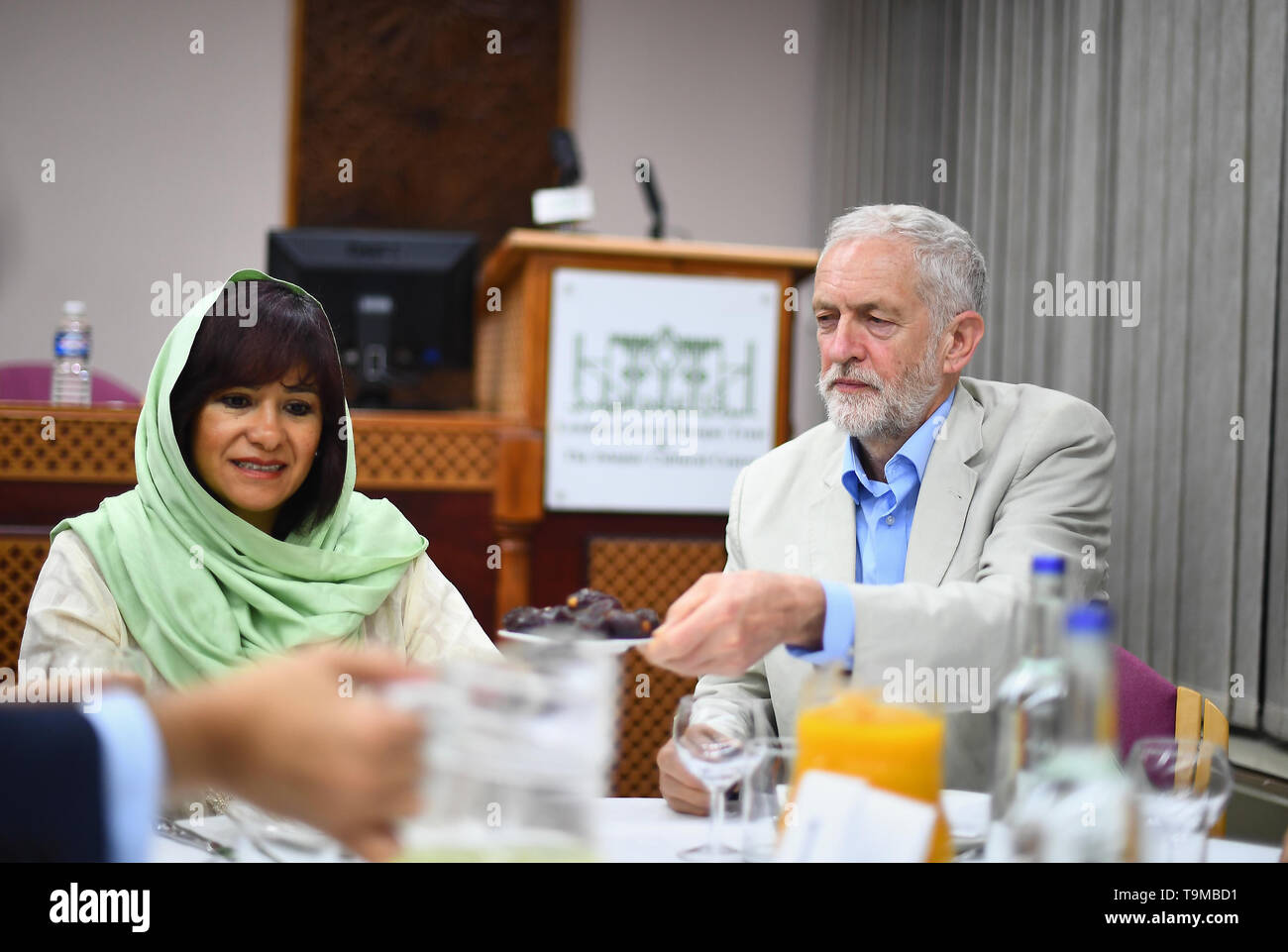 Labour leader Jeremy Corbyn with his wife Laura Alvarez break the fast ...