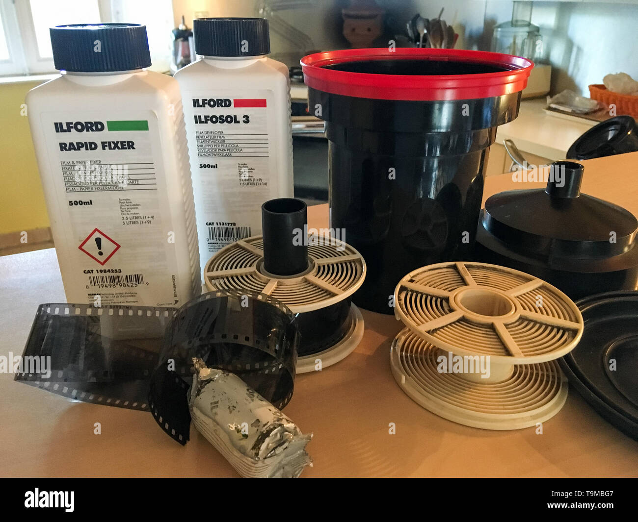 Black and white film development kit, Bron, France Stock Photo - Alamy