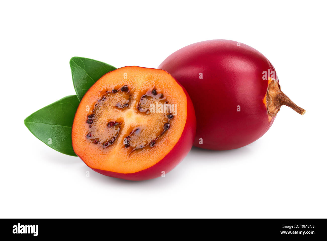 Fresh tamarillo fruit with leaves isolated on white background Stock ...