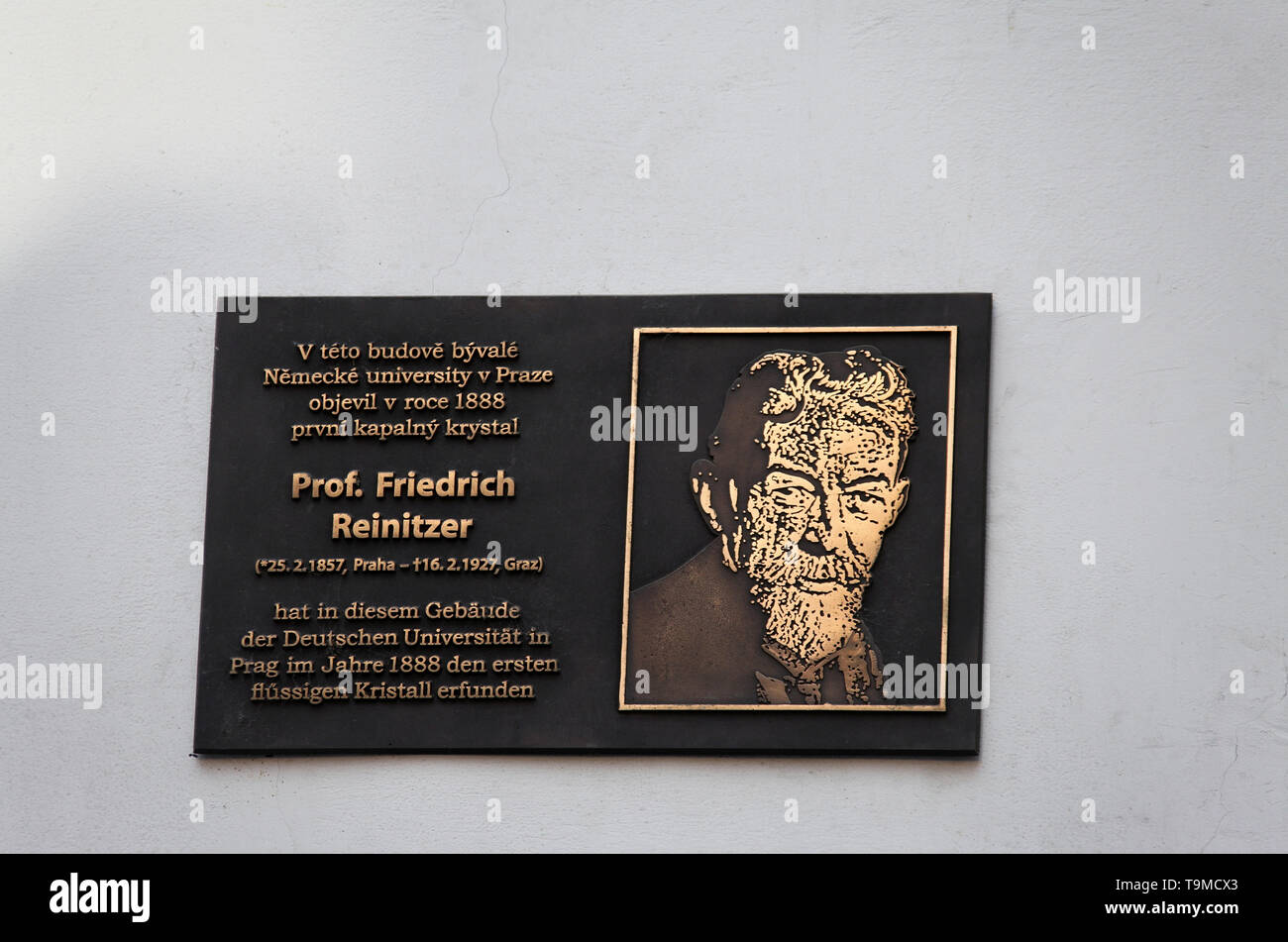 Friedrich Reinitzer memorial plaque in Prague Stock Photo - Alamy