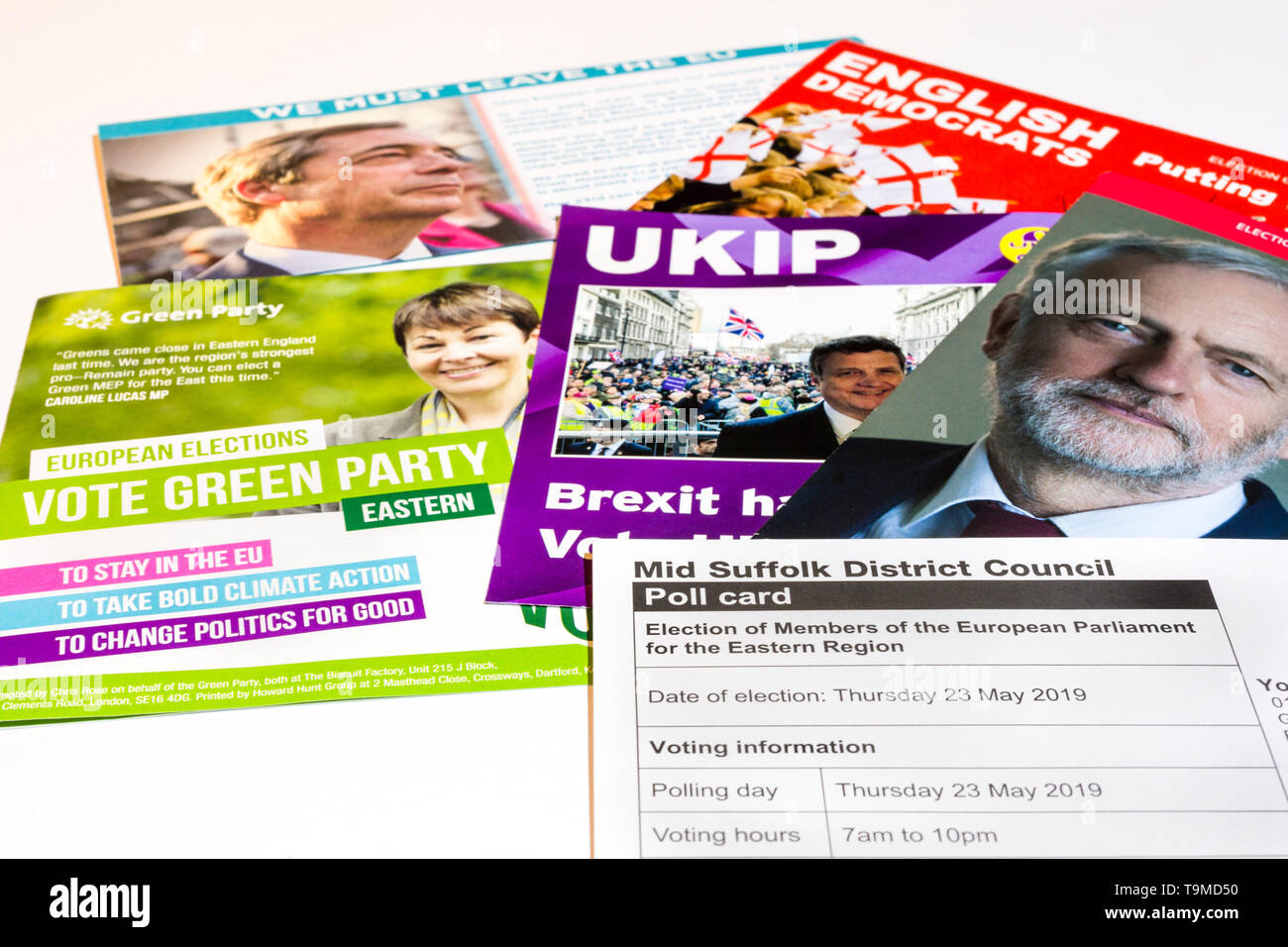 Poll card and election leaflets for the European parliament election in ...