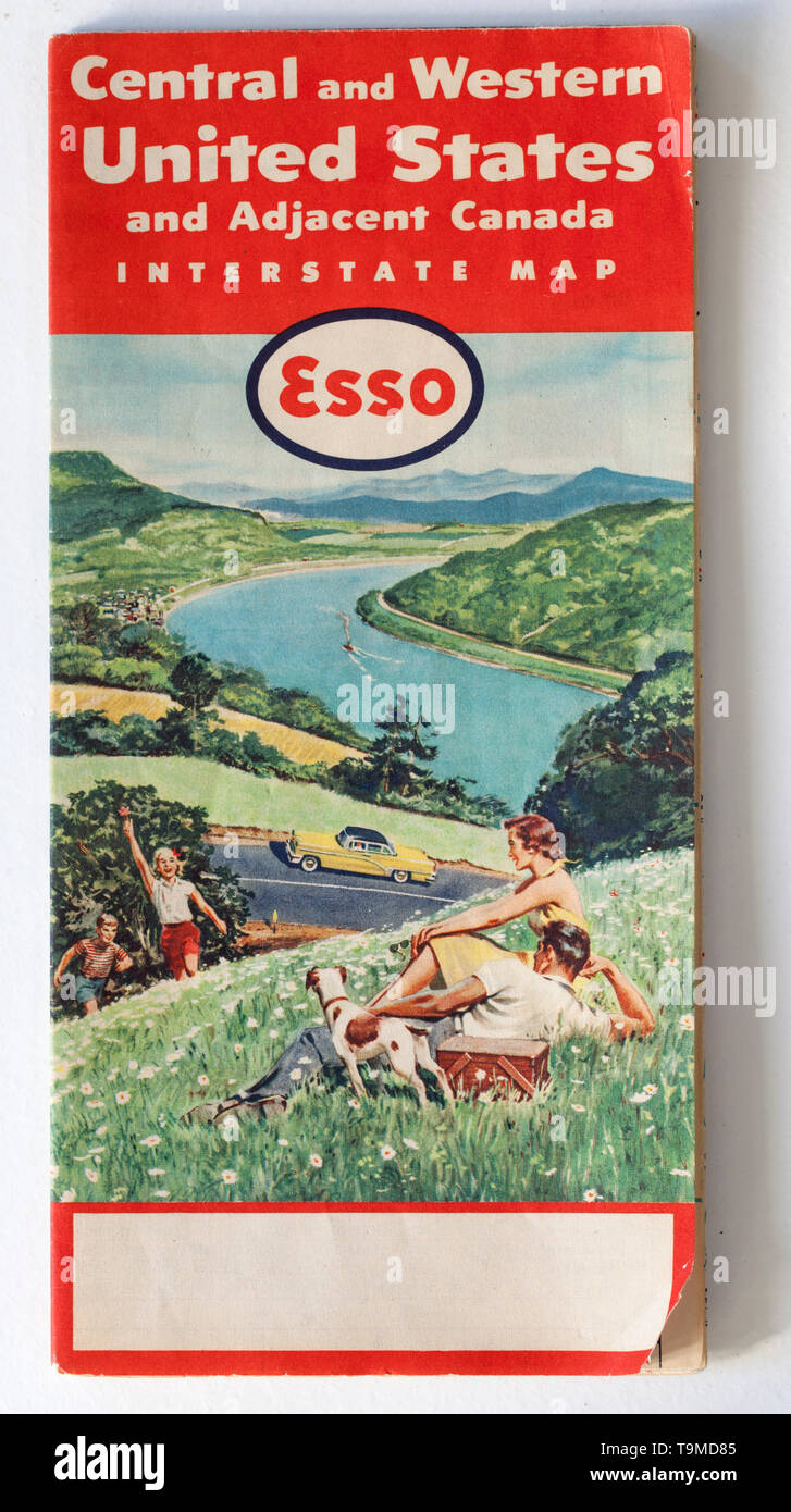 Old Vintage Road Map Stock Photo - Alamy
