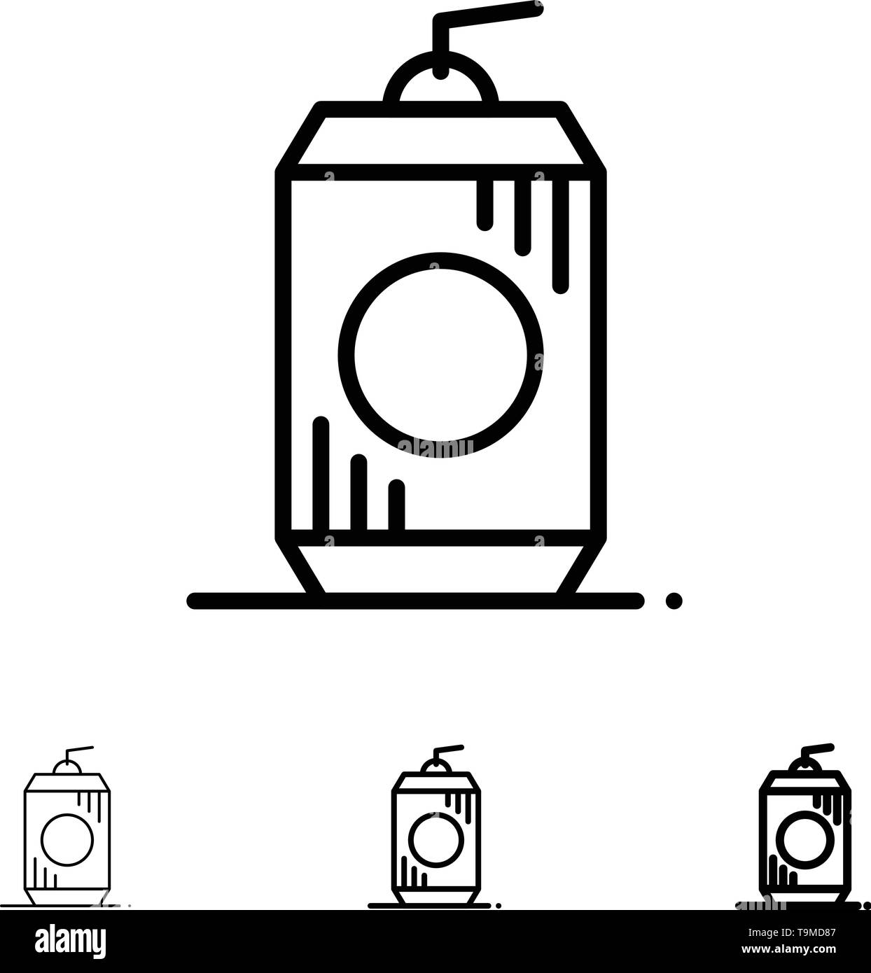 Bottle, Cola, Drink, Usa Bold and thin black line icon set Stock Vector ...