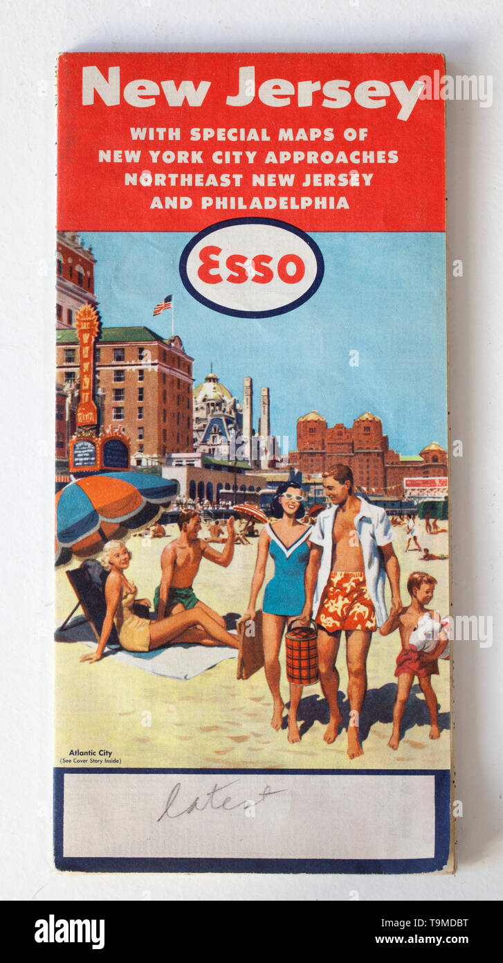 Old Vintage Road Map Stock Photo - Alamy