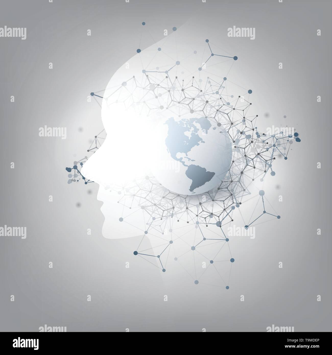 Abstract Machine Learning, Artificial Intelligence, Cloud Computing and Networks Design Concept ...