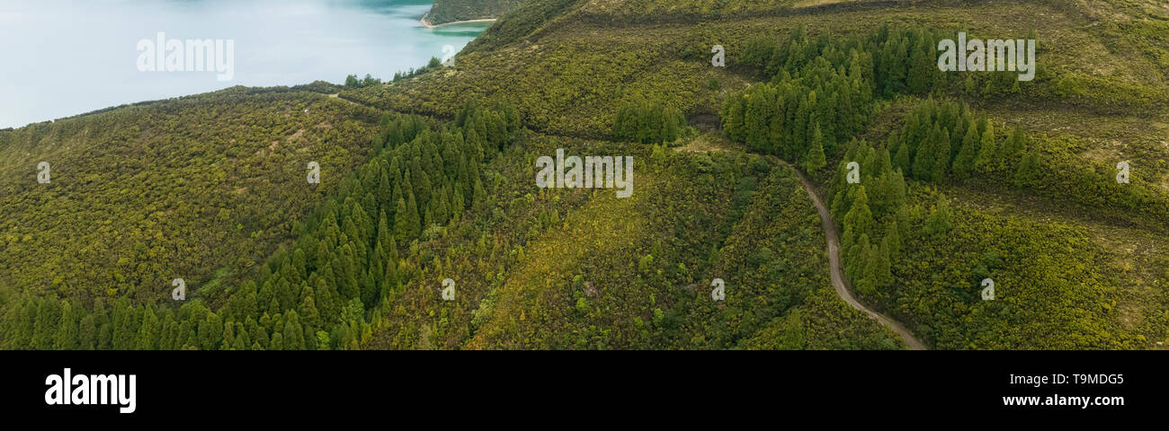 Aerial landscape of the amazing Lagoa do Fogo. Lagoa do Fogo (Lake ...