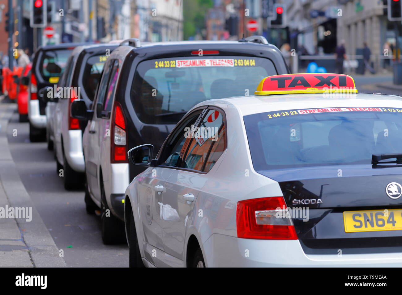 Lower Briggate taxi rank in Leeds Stock Photo - Alamy