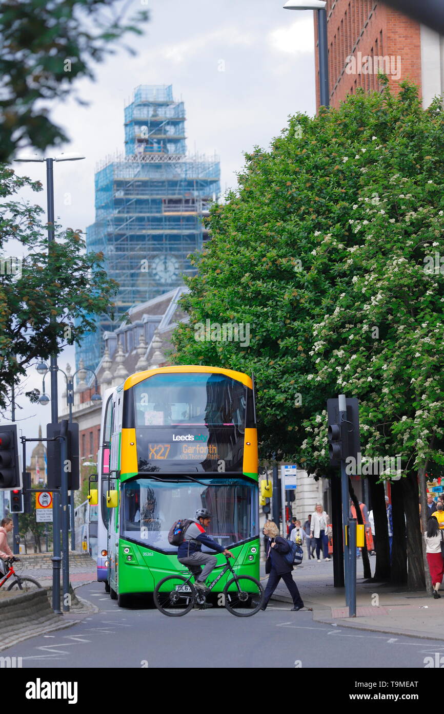 A double decker bus travels down the Headrow in Leeds Stock Photo - Alamy