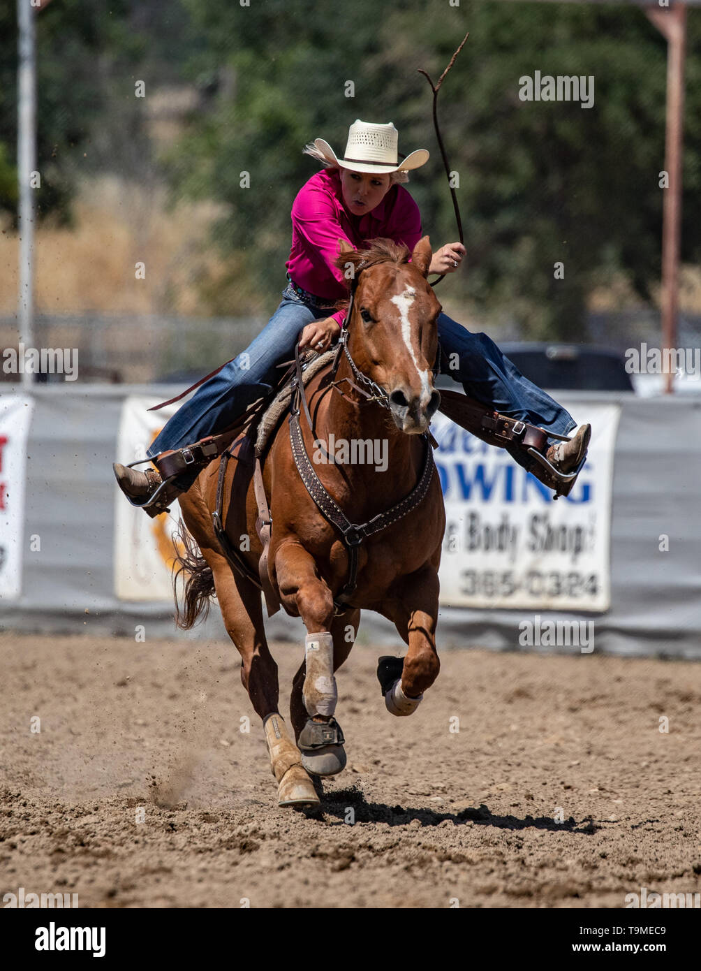 Rodeo action at the Cottonwood Rodeo in Cottonwood, California Stock ...