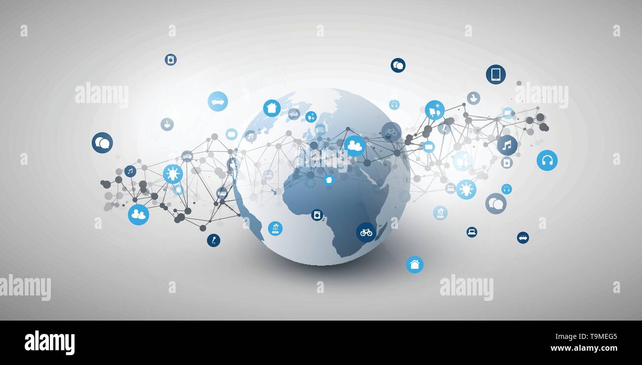 Internet of Things, Cloud Computing Design Concept with Earth Globe and ...