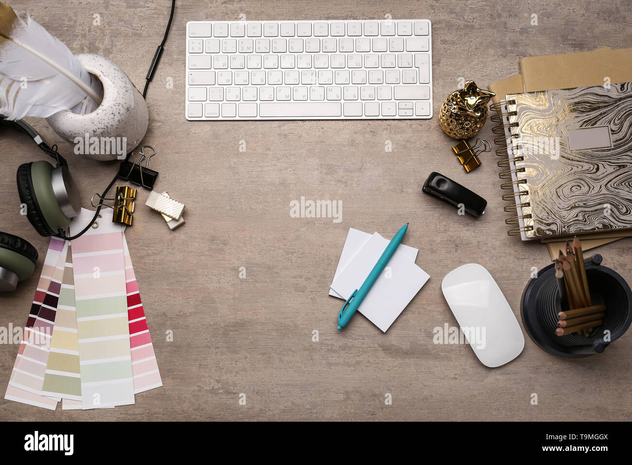 Modern workplace of designer, top view Stock Photo - Alamy