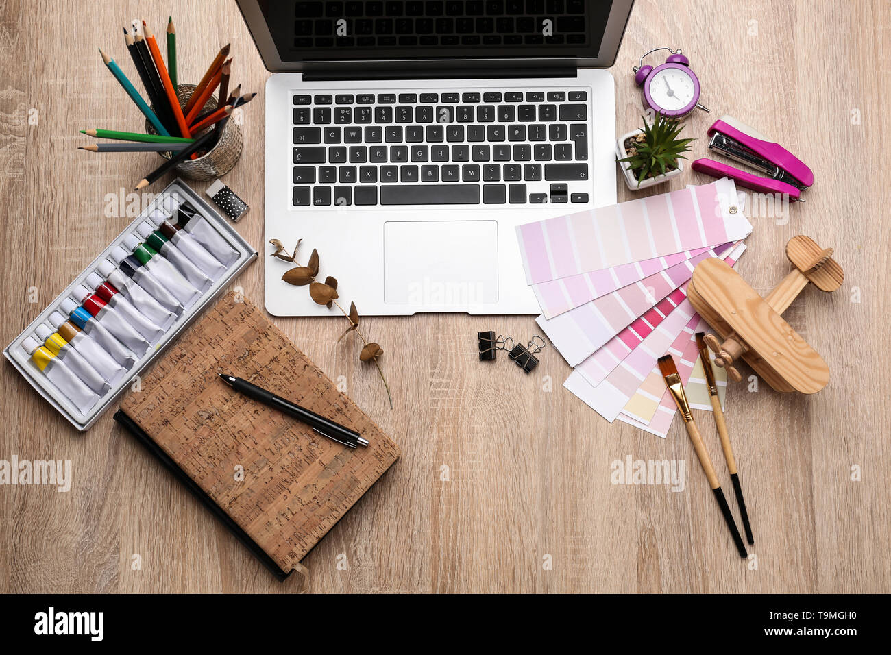 Modern workplace of designer, top view Stock Photo - Alamy