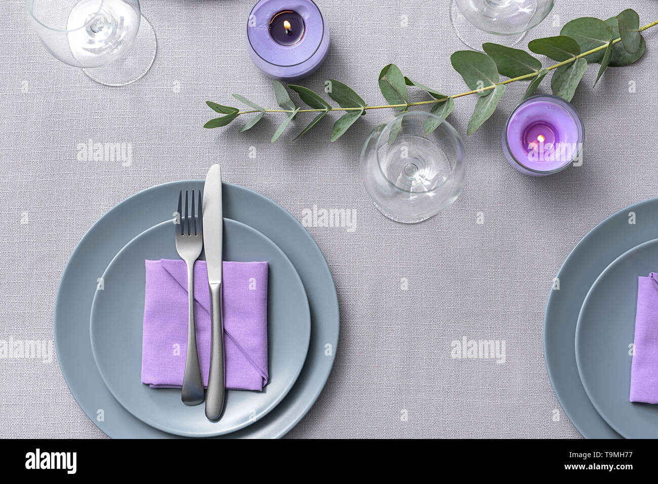 Beautifully served festive table, top view Stock Photo - Alamy