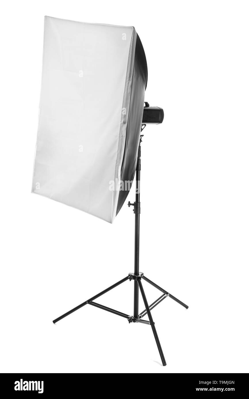Modern lighting equipment on white background Stock Photo - Alamy