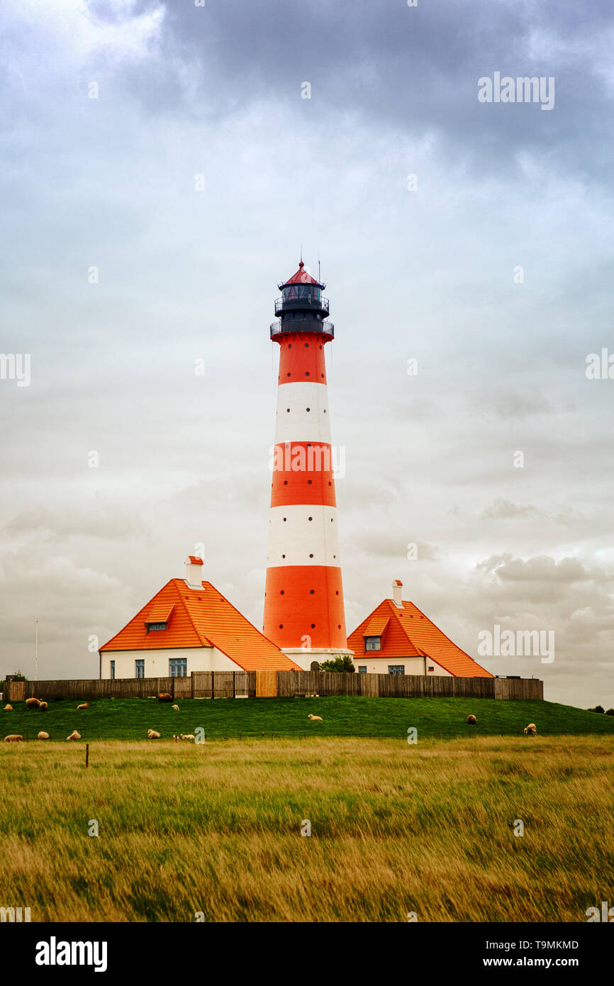 the beautiful lighthouse of westerhever at the northsea Stock Photo - Alamy