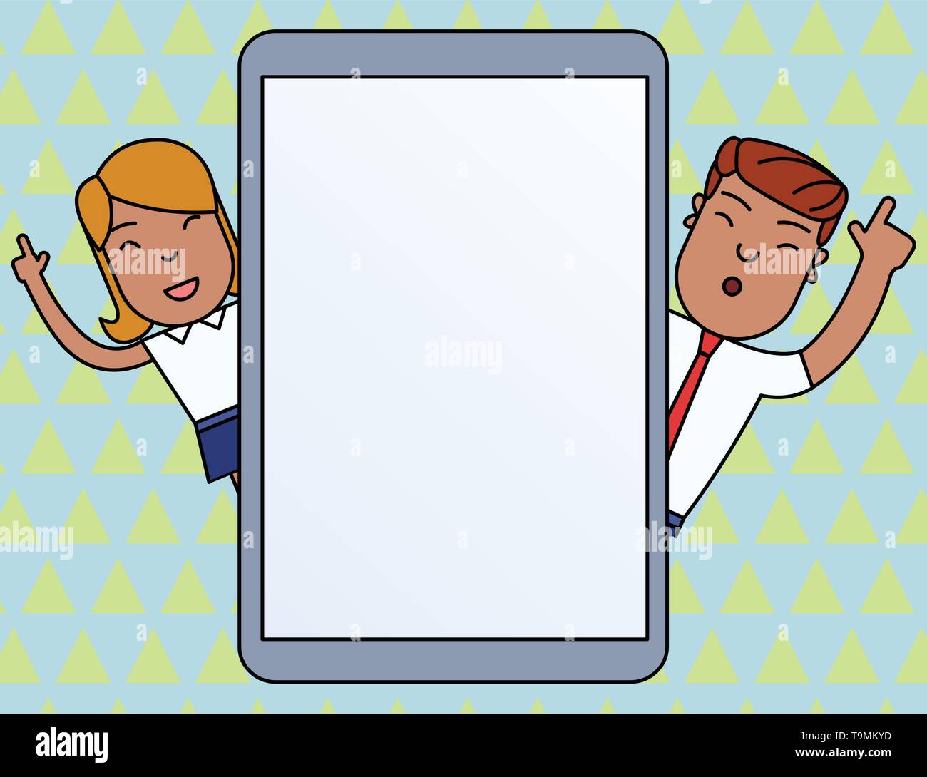 Male and Female Index Fingers Up Touch Screen Tablet Smartphone Device ...