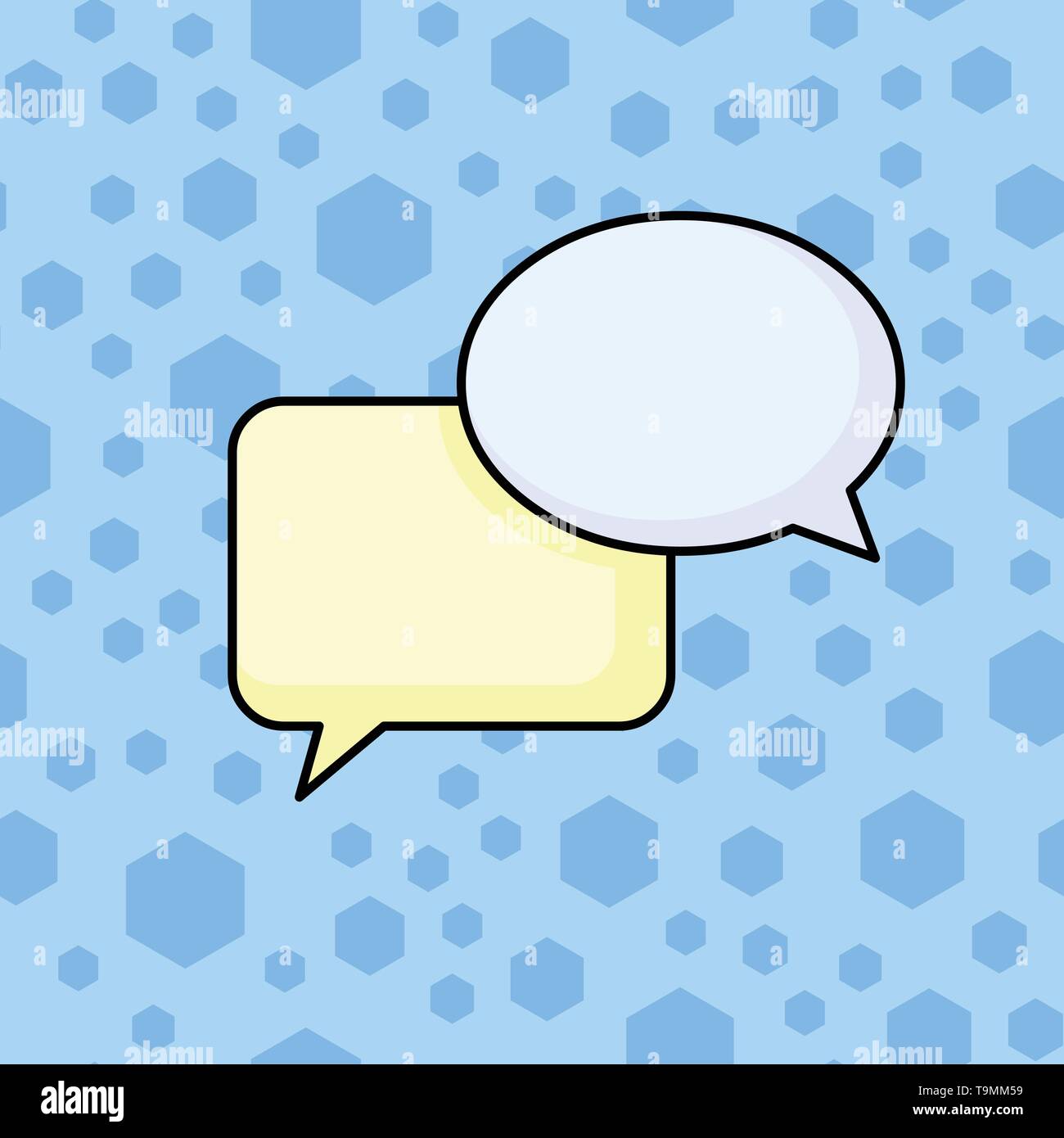 Pair of Overlapping Blank Speech Bubbles of Oval and Rectangular Shape ...