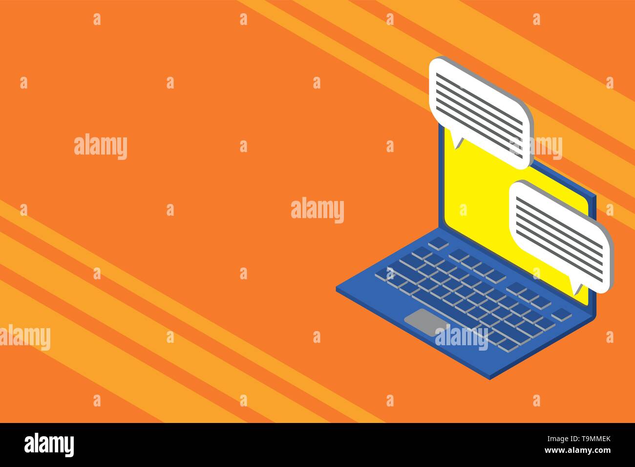 Laptop receiving sending information conversation texting internet ...