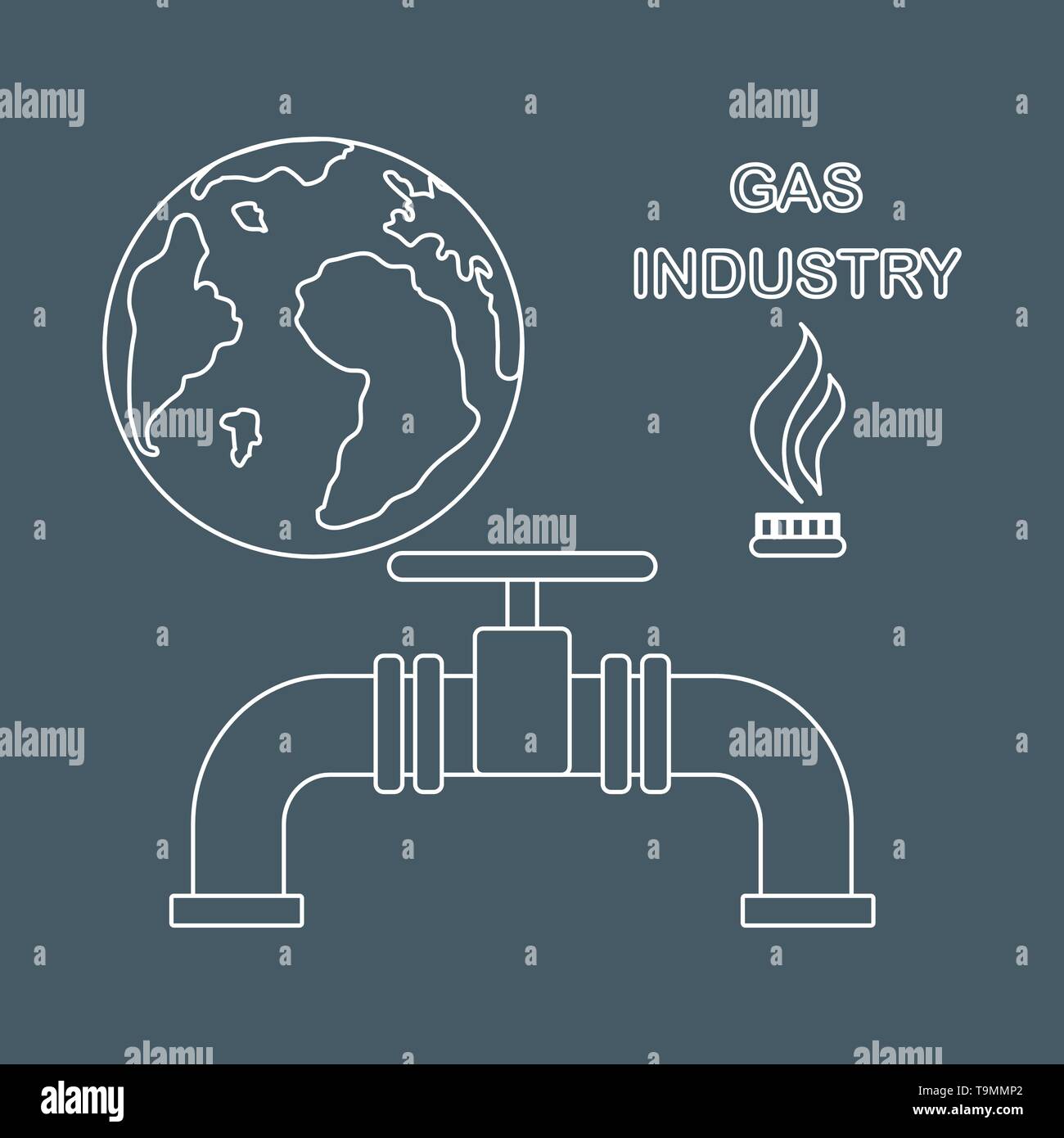 Vector illustration with equipment for gas production and earth. Gas ...