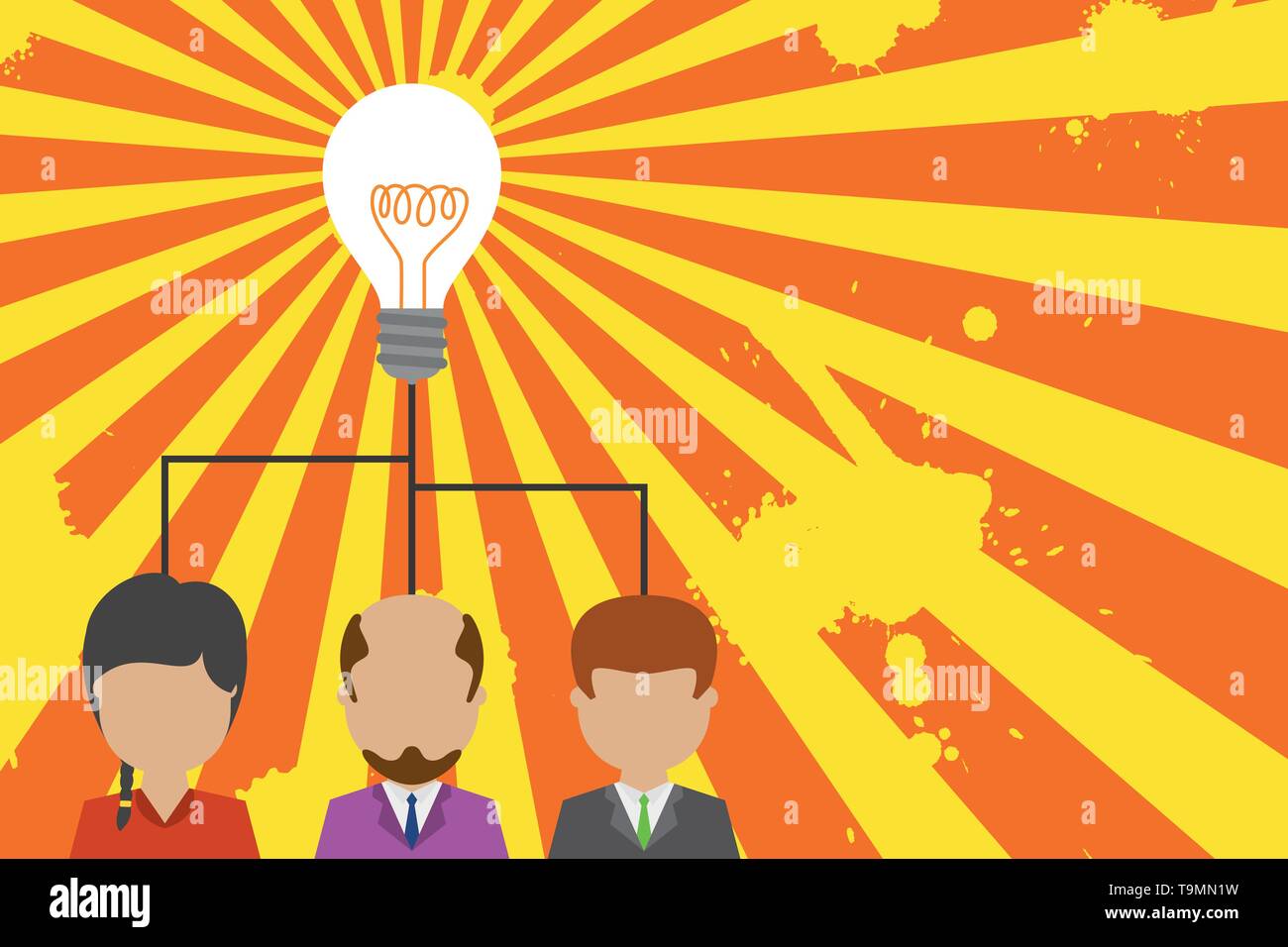 Group three executive persons sharing idea icon. Startup team meeting ...