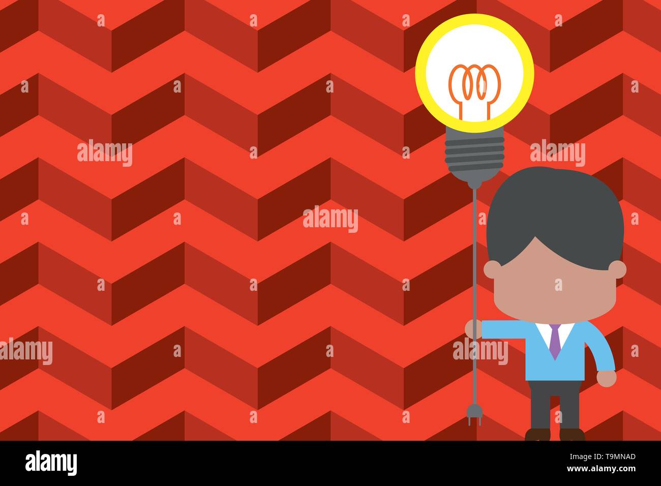 Standing man tie holding plug socket light bulb to connect idea ...