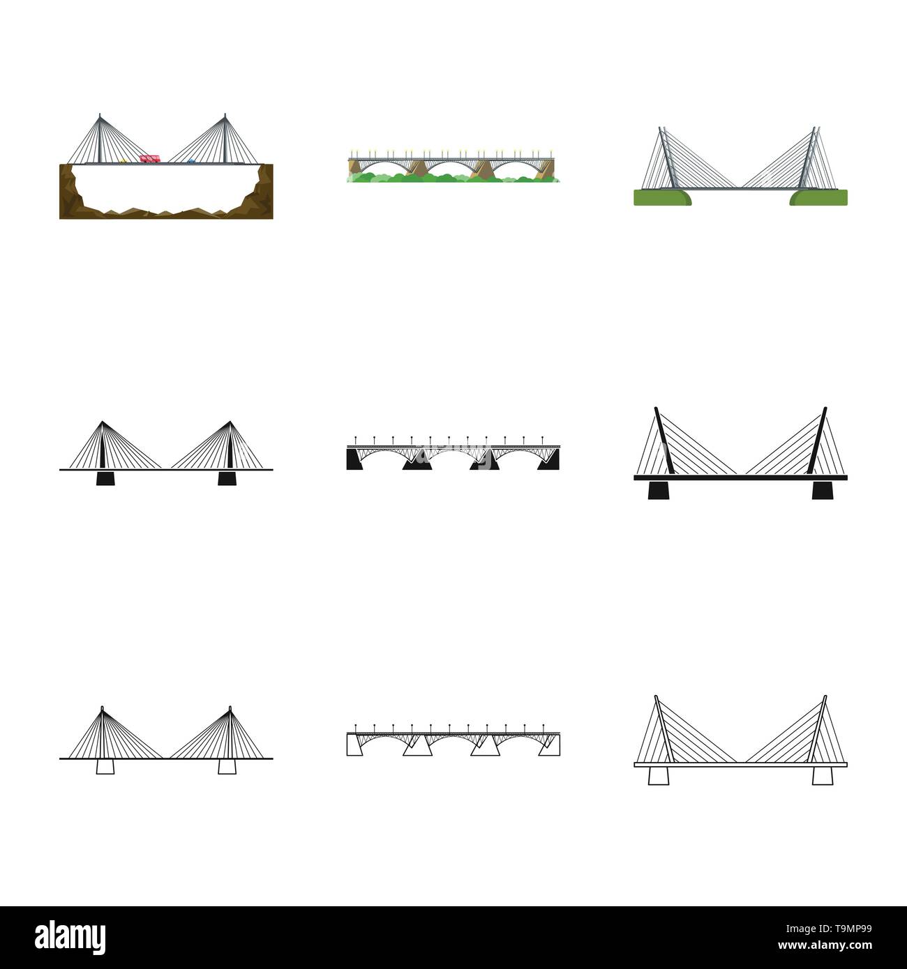 Vector illustration of connection and design sign. Collection of connection and side stock ...