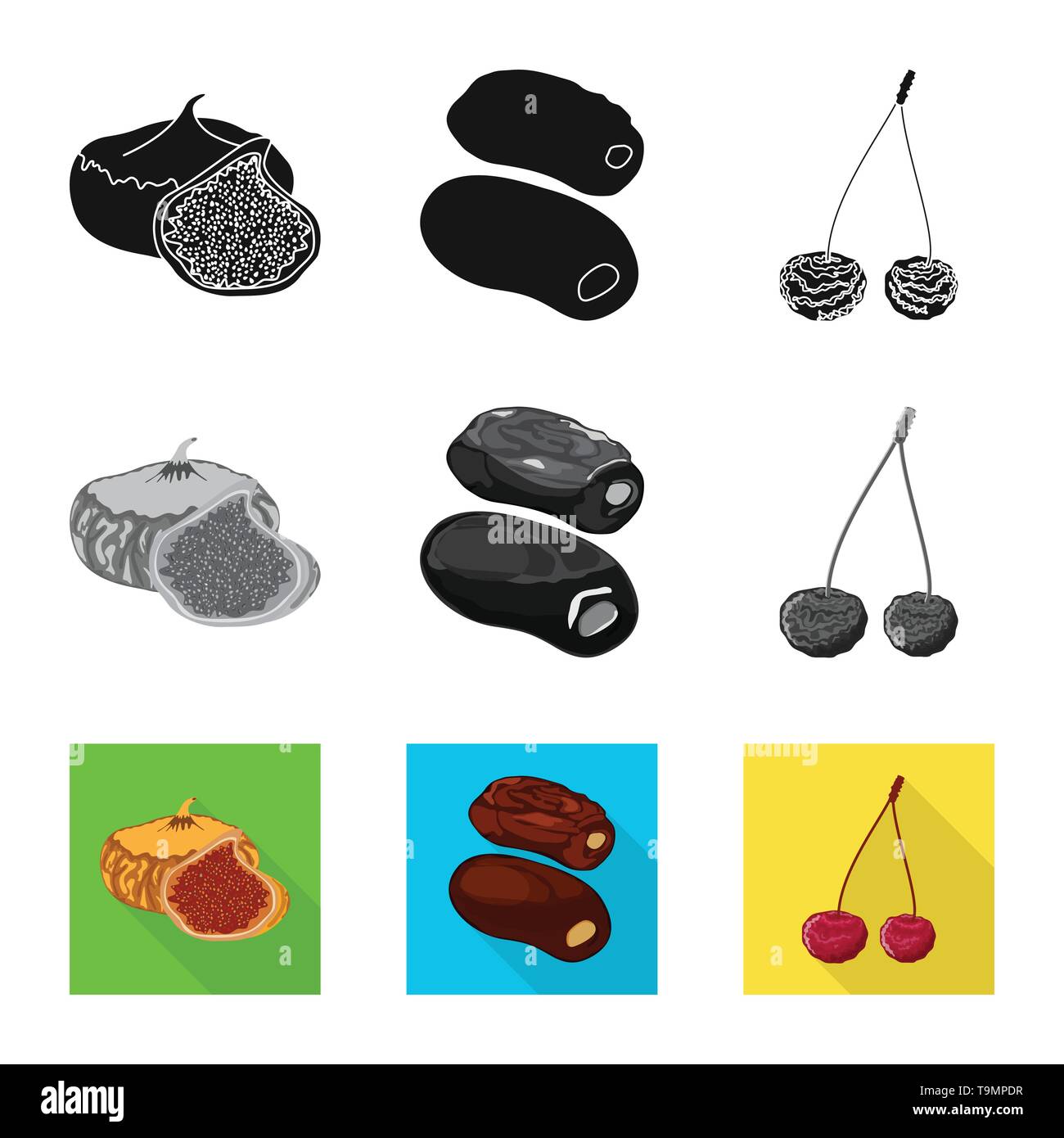 Vector design of food and raw icon. Collection of food and nature stock ...