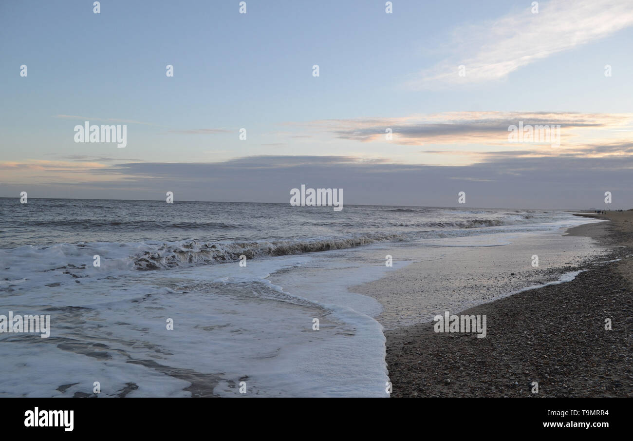 Southwold beach at sunset, Suffolk, United Kingdom Stock Photo - Alamy