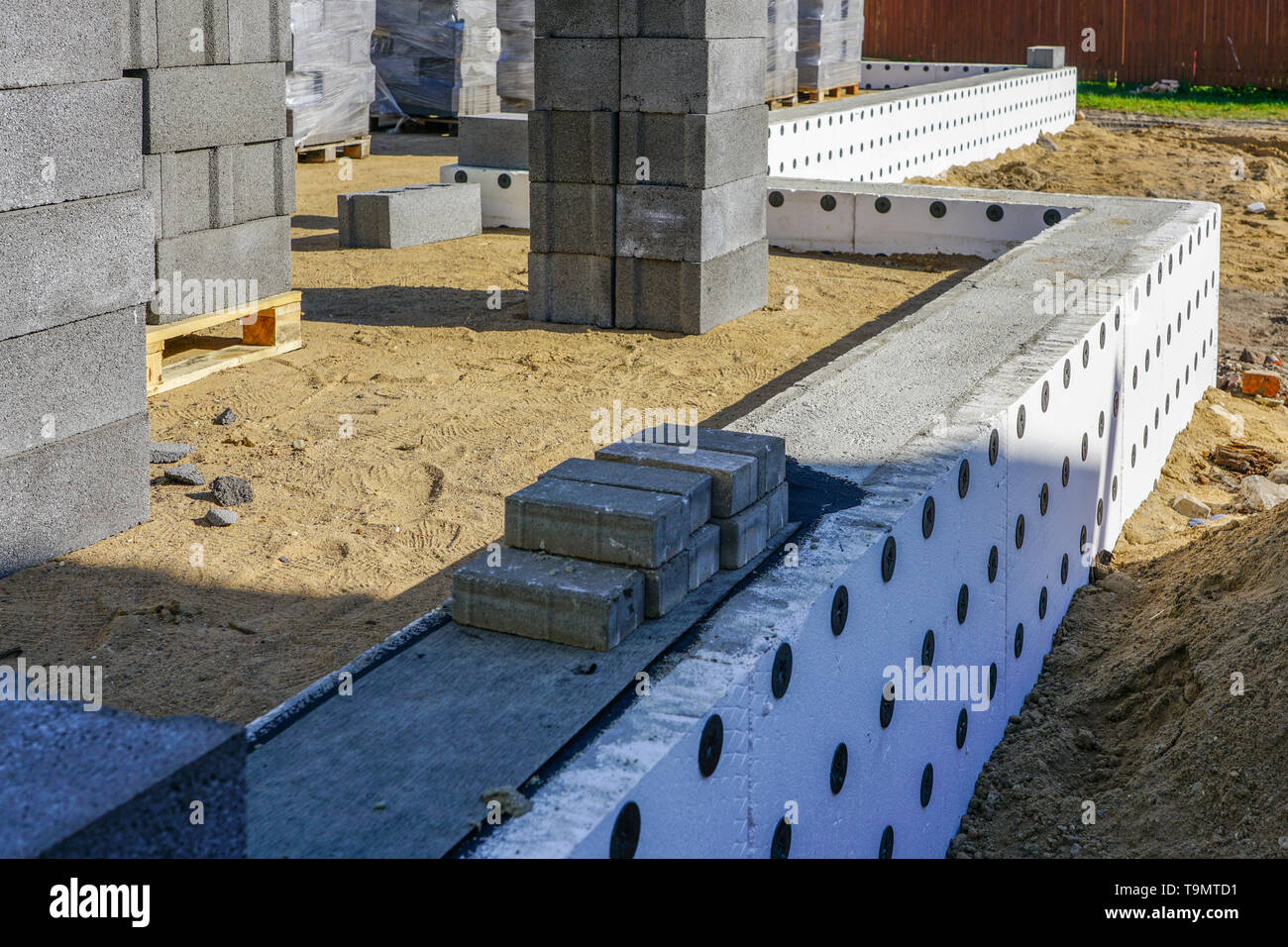 Concrete foundation and foundation thermal insulation of a new house ...