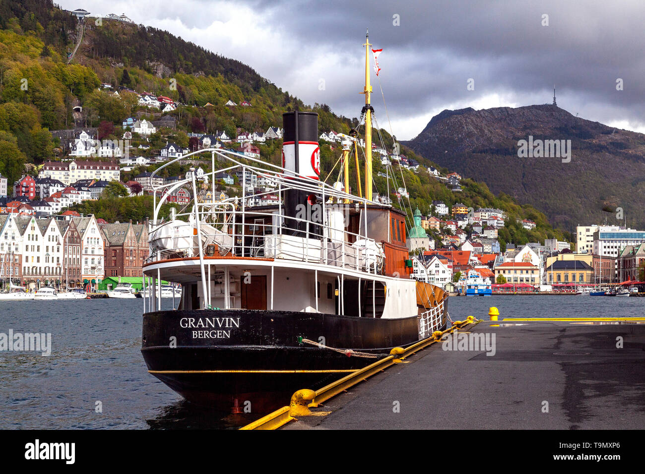 Veteran passenger steam ship Granvin, built 1931. Berthed in the port ...