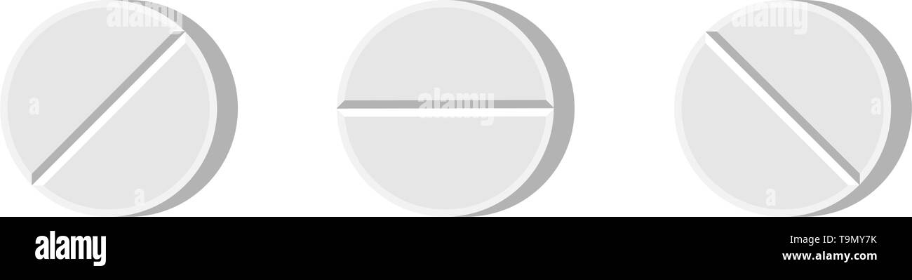 White round medicine pills vector isolated set. EPS10 Stock Vector ...