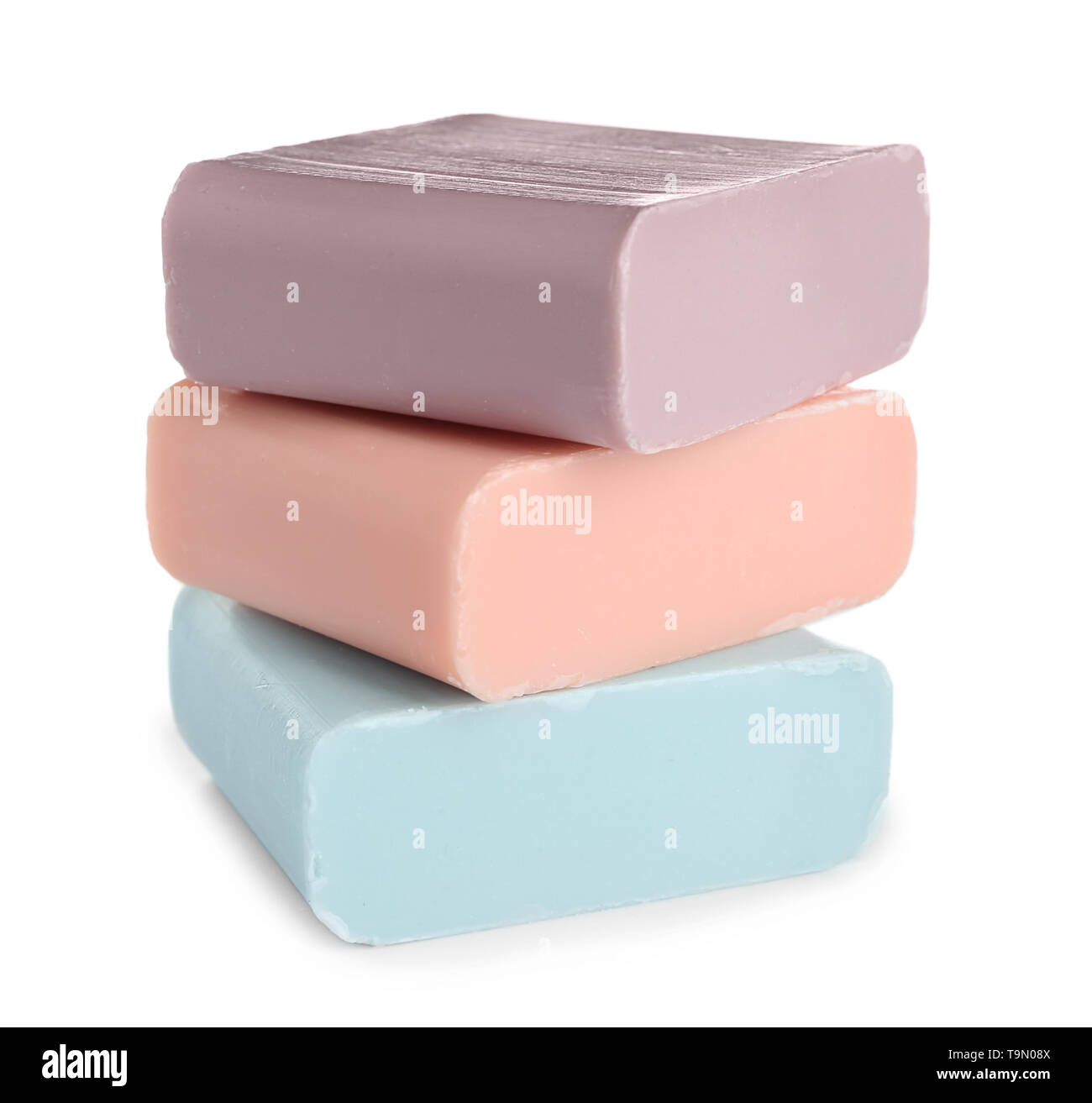 Stack of different soap bars on white background Stock Photo - Alamy