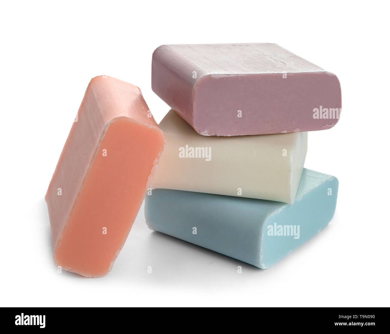 Different soap bars on white background Stock Photo - Alamy