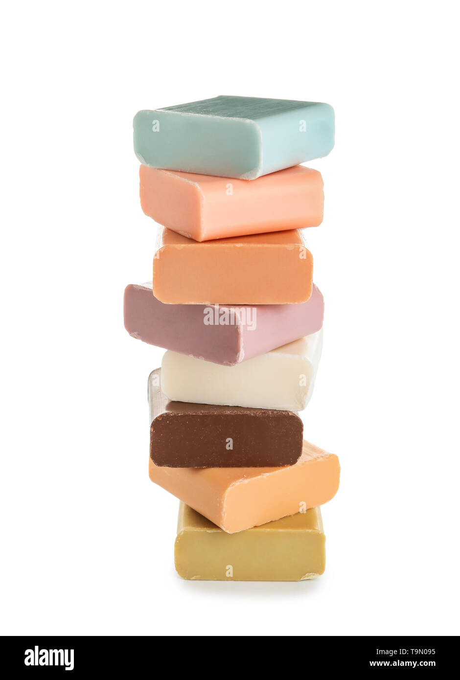 Stack of different soap bars on white background Stock Photo - Alamy