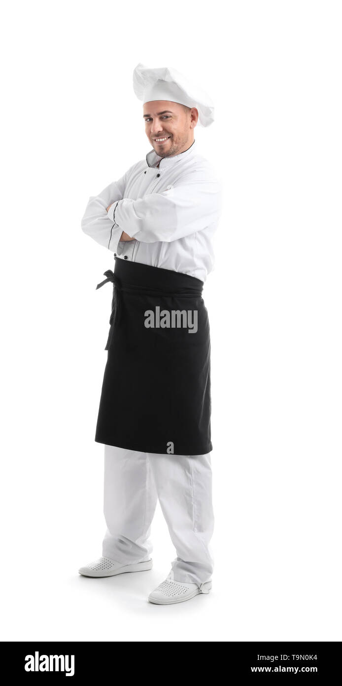 Portrait of male chef on white background Stock Photo - Alamy