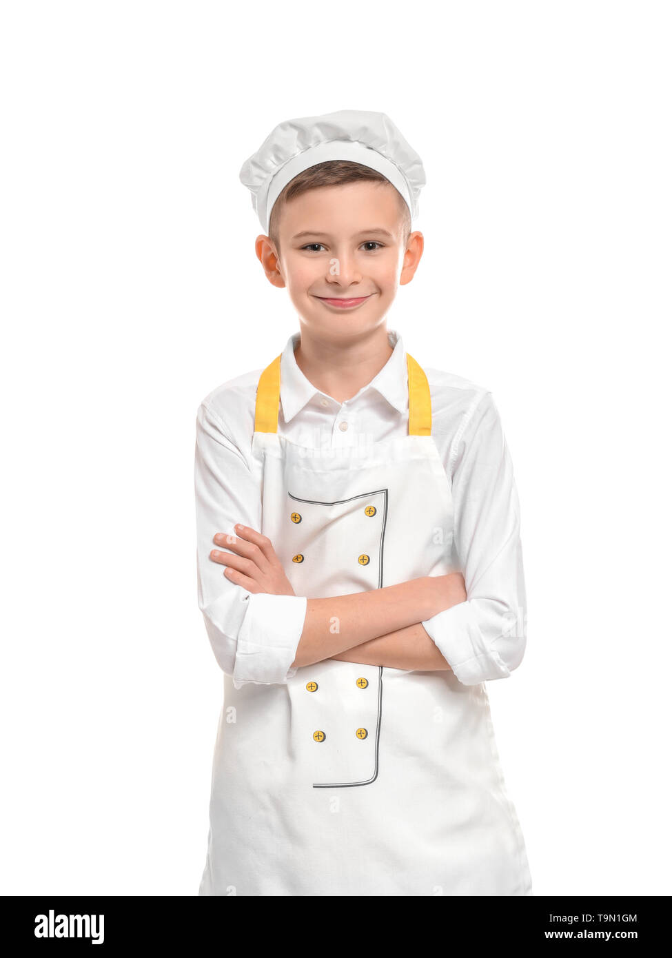 Cute little chef on white background Stock Photo - Alamy