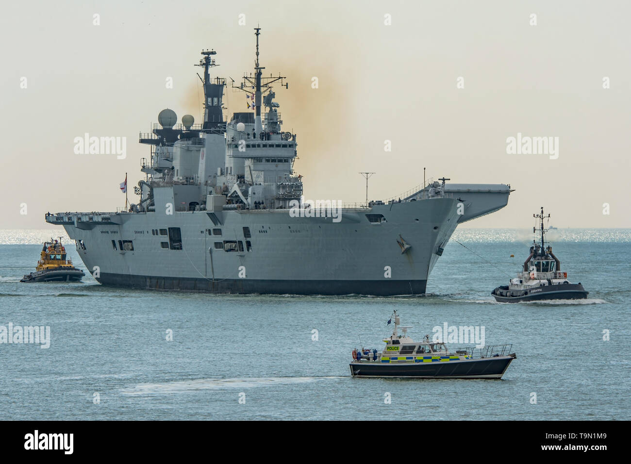 The Royal Navy aircraft carrier HMS Illustrious (R06) returning to ...