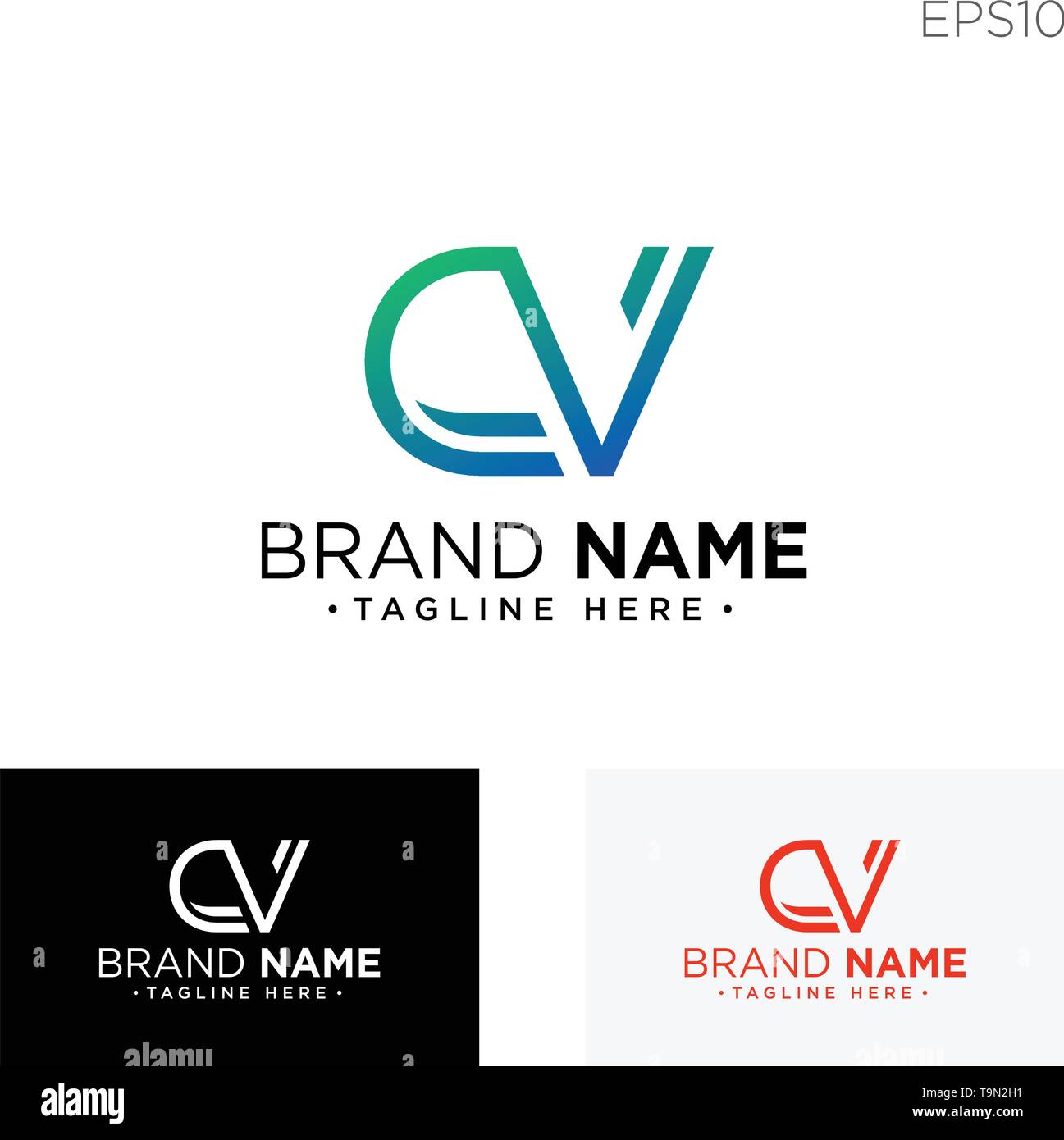 monogram initial cv, cv, cv logo template black color vector ...