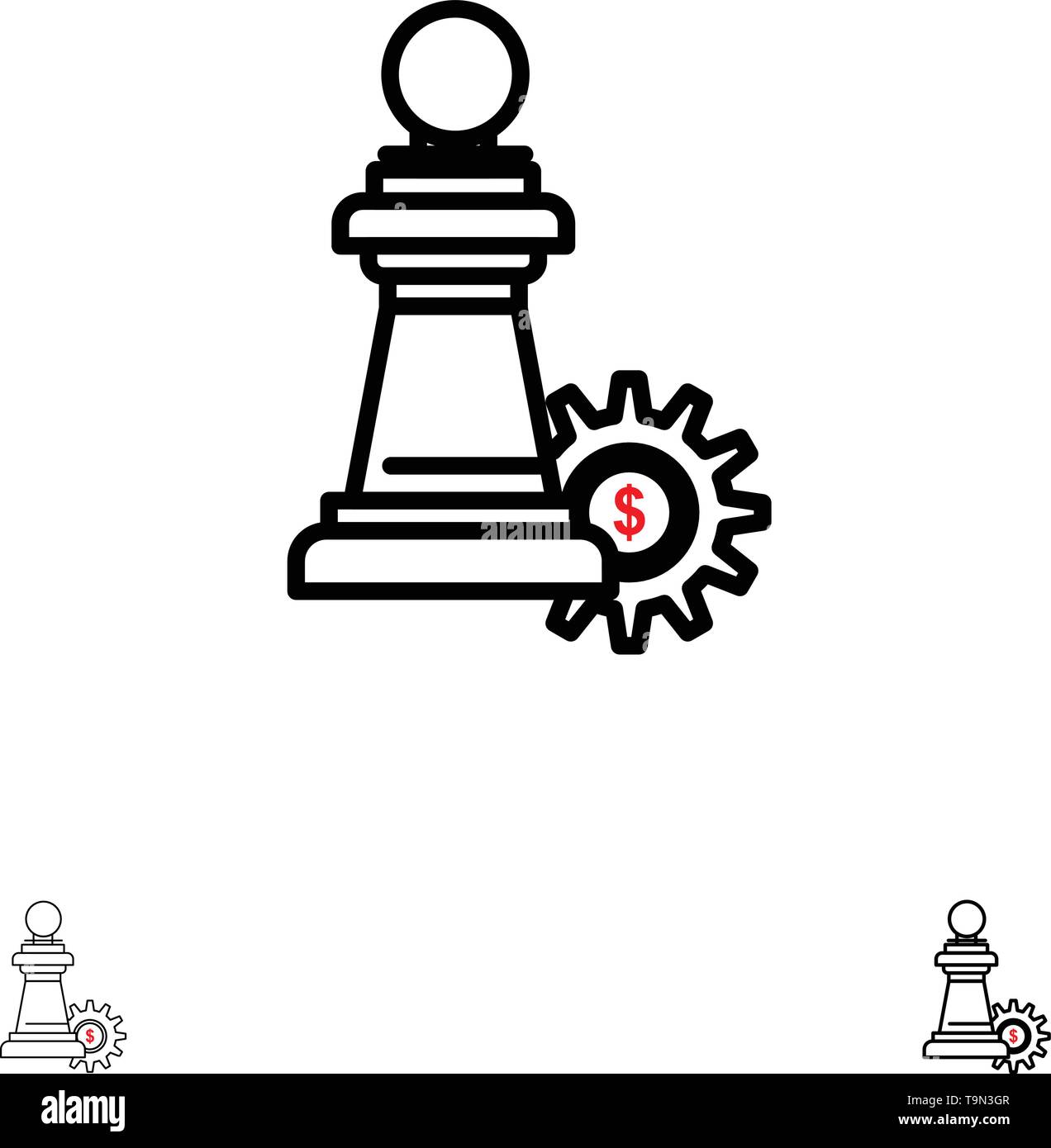 Chess, Business, Strategy, Success Bold and thin black line icon set ...