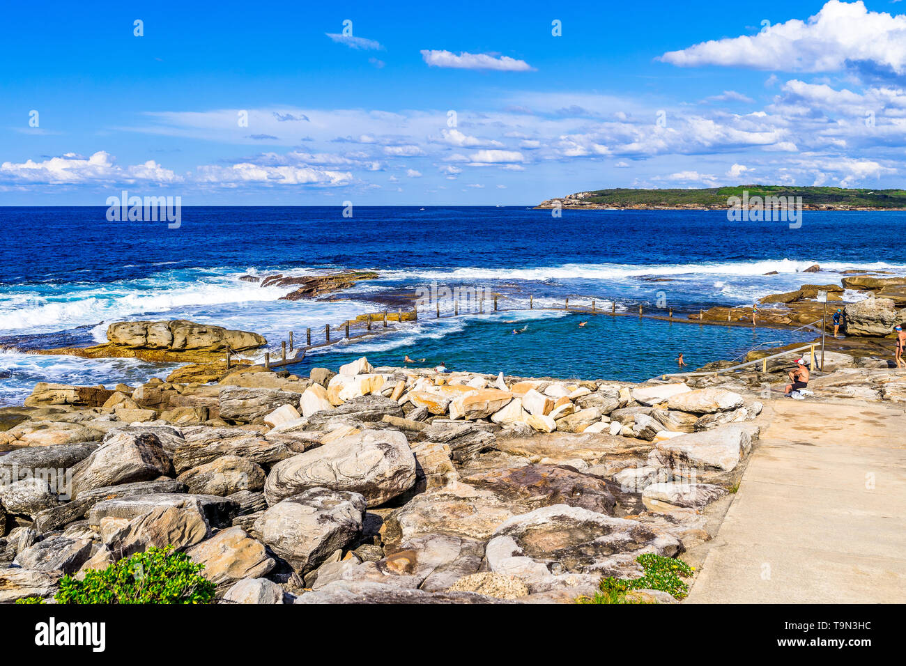 Swimmers in the rock pool, north of Maroubra Beach in Sydney, Australia ...