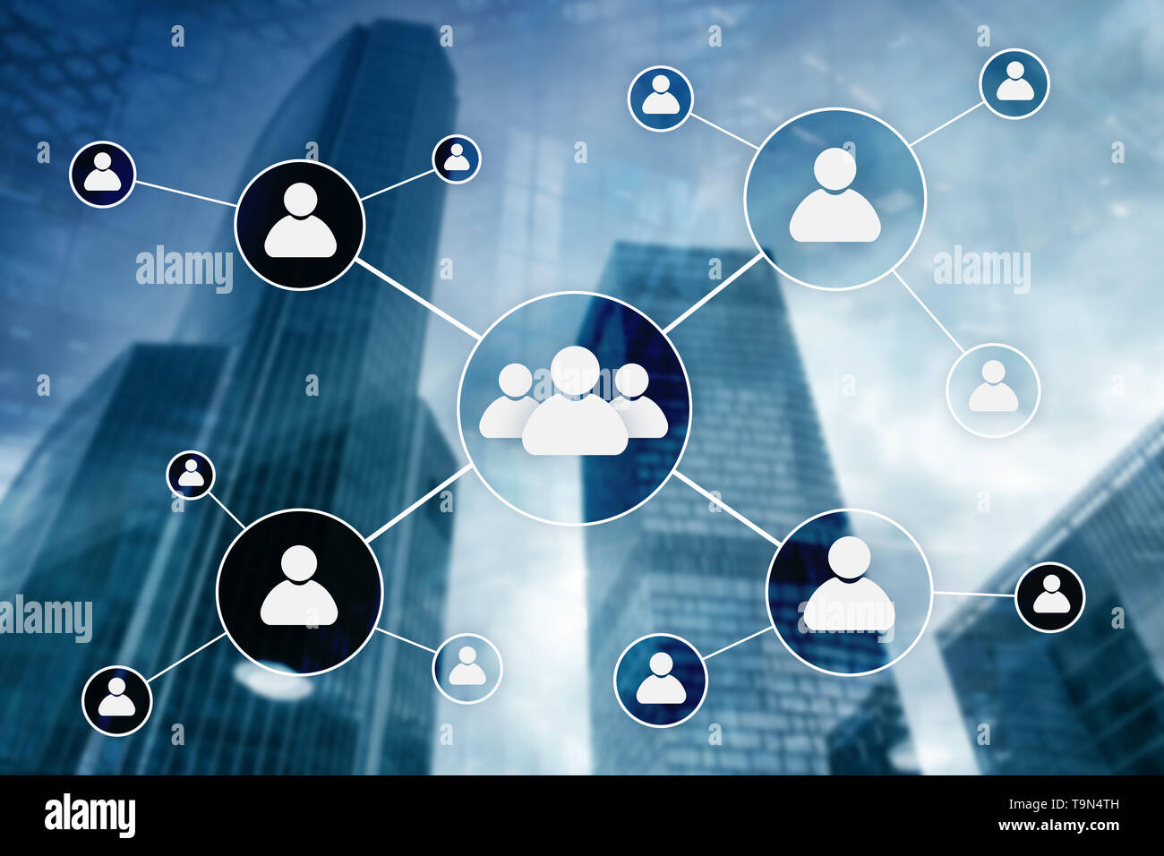 HR - Human resources management concept on blurred business center ...