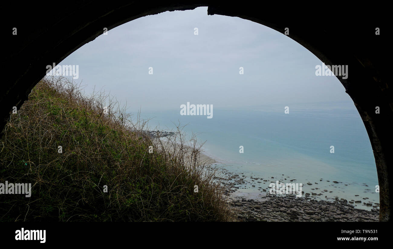 German tunnel, remains of the WWII fortifications, Cap d'Alprech, Le ...