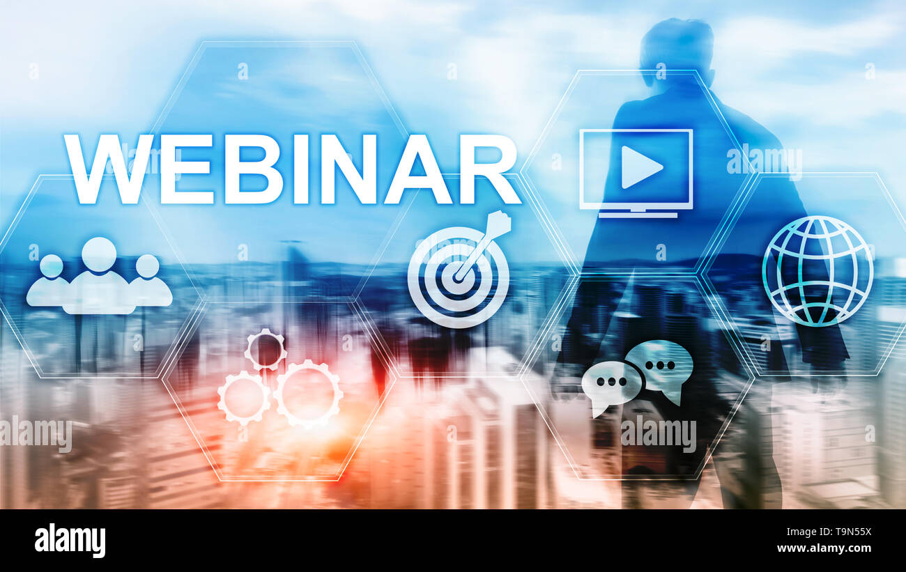 Webinar, Personal development and e-learning concept on blurred ...