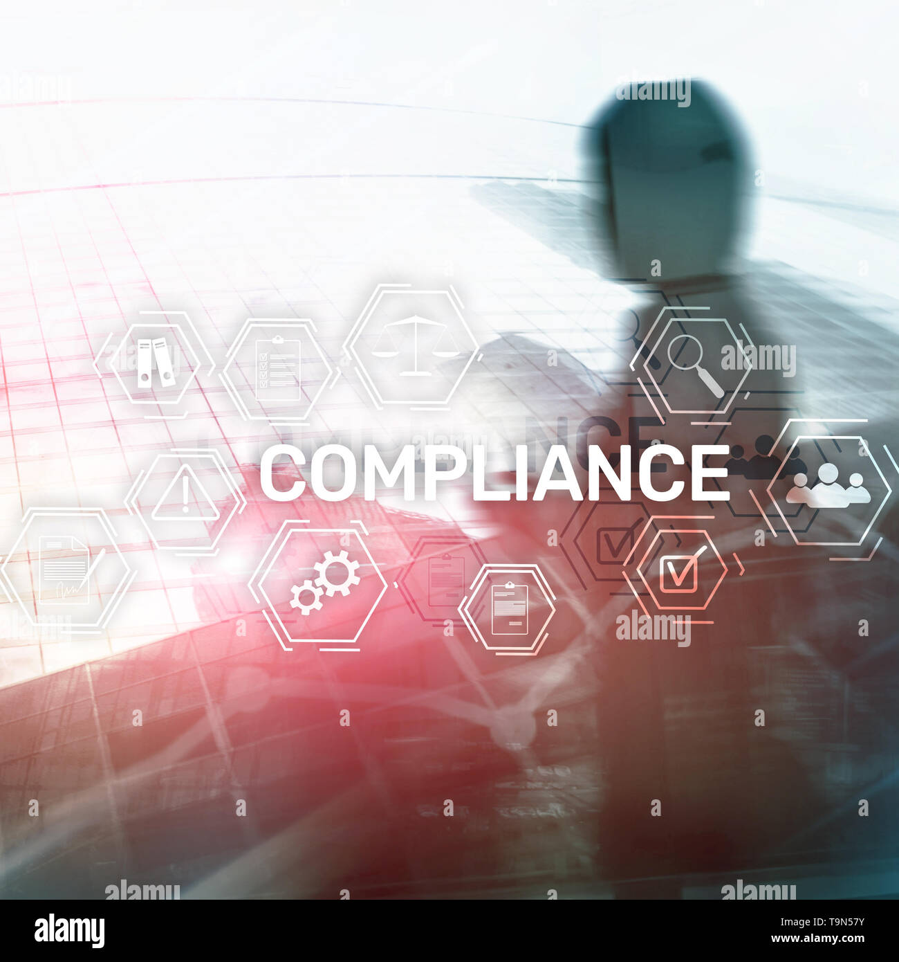 Compliance diagram with icons. Business concept on abstract background ...